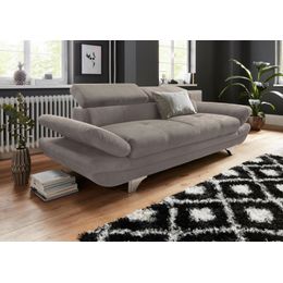 3-Sitzer COTTA, B:233cm H:75cm T:104cm, grau, Struktur (100% Polyester );Chenille (90% Polyester; 10% Polyamid ), Sofas, "Enterprise", Big-Sofa, mit