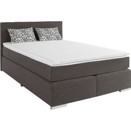 Boxspringbett COTTA, L:209cm, grau, Polyester, Komplettbetten, "Simba", Topseller wahlweise mit oder ohne Matratze und Topper bestellbar