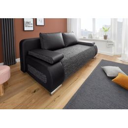 Schlafsofa Collection AB, B:200cm H:85cm T:98cm, schwarz-weiß, Kunstleder SOFTLUX / Struktur ( 20% Acryl; 80% Polyester);Microfaser PRIMABELLE (100%