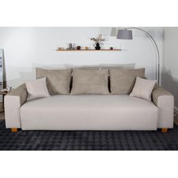 Schlafsofa Collection AB, B:243cm T:94cm, beige, 100% Polyester, Wohnzimmer, Sofas, "Yves, Liegefl&auml;che (B/T): 142/194 cm", inkl. Bettfunktion,
