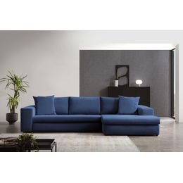 Ecksofa Home Affaire, B:325cm H:72cm T:167cm, blau, Wohnzimmer, Sofas, "SLEETLAND XXL in Samtvelours oder Vintage-Leder-Optik, L-Form", besonders