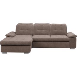 Ecksofa WERK2, B:264cm H:105cm T:170cm, braun, 92% Polyester, 8% Nylon, Wohnzimmer, Sofas, "Carmen, mit Bettfunktion & Bettkasten, optional