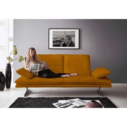 2-Sitzer W.Schillig, B:216cm H:94cm T:96cm, gelb, Stoff S37 (100% Polyester): Luxus-Microfaser in Lederoptik, Sofas, "broadway, Designsofa mit tollem