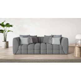 Big-Sofa s.Oliver, B:259cm H:104cm T:126cm, grau, 100% Polyester, Sofas, "COBBO 3-Sitzer Design-Sofa Bubble-Optik, Ma&szlig;e B/T/H: 259/126/104 cm", mit