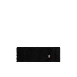Tommy Hilfiger Damen Stirnband "ELEVATED CHIC HEADBAND", schwarz, unifarben, Strick, Materialmix, M&uuml;tzen, Regular fit