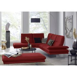 Ecksofa W.Schillig, B:284cm H:94cm T:224cm, rot, Longlife Xtra-Leder Z59: Glattleder mit modischer Pr&auml;gung. Hautst&auml;rke 0, 9 - 1, 1 mm, Wohnzimmer,