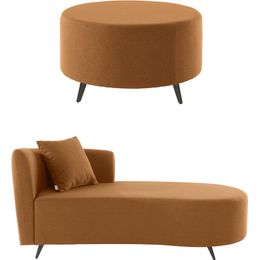Recamiere Home Affaire, B:182cm H:82cm T:90cm, rosa, 100% Polyester, Sofas, "Hulby", wahlweise mit und ohne Hocker und Armlehne links oder rechts