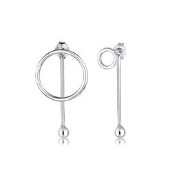 Elli Damen Paar Ohrstecker "Geo Kreis Asymmetrisch 925 Sterling Silber", onesize, ohne Stein, Silber 925 (Sterlingsilber)silber, Silber 925