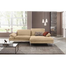 Ecksofa W.Schillig, B:294cm H:87cm T:185cm, beige, Chenille-Flachgewebe R66 (85% Polyester, 15% Nylon);Longlife Xtra-Leder Z59: Glattleder mit