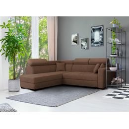 Ecksofa Home Affaire, B:267cm H:95cm T:198cm, braun, Struktur fein (100% Polyester);Struktur (100% Polyester);Samtstruktur (100% Polyester),