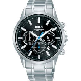 Lorus Herren Chronograph, silber, Armbanduhren, Quarzuhr, Armbanduhr, Herrenuhr, Edelstahlarmband, Stoppfunktion, Tag