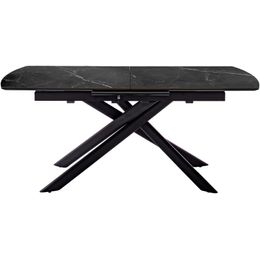 Esstisch MCA furniture, B:180cm H:76cm T:90cm, schwarz, Keramik 6 mm, MDF - schwarz marmoriert;Gestell: Metall, schwarz matt lackiert, Wohnzimmer,