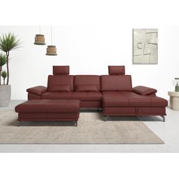 Ecksofa Places of Style, B:301cm H:89cm T:176cm, rot, Luxus-Microfaser (90% Polyester, 10% Polyamid);Samtoptik (100% Polyester), Wohnzimmer, Sofas,