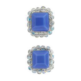 Damen Paar Ohrclips "Sparkle Square", blau, Collezione Alessandro, Glas, Ohrringe