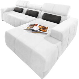 Ecksofa DOMO collection, B:289cm H:80cm T:175cm, weiß, Luxus-Microfaser in Antikleder-Optik (100% Polyester);Luxus-Microfaser (100%