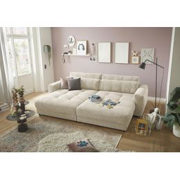 Loveseat, B:292cm H:90cm T:194cm, beige, ED EXCITING DESIGN, 92% Polyester, 8% Nylon, Sessel, "Barura", Big-Sofa mit 2 Nierenkissen