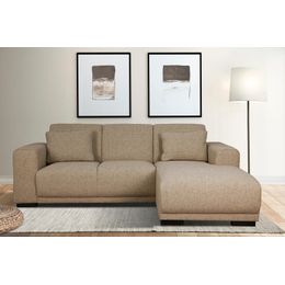 Ecksofa Home Affaire, B:234cm H:85cm T:162cm, grau, 100% Polyester, Wohnzimmer, Sofas, "BORNHOLM L-Form mit Recamiere, Maße B/T/H: 234/162/85 cm",