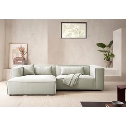 Ecksofa, B:267cm H:66cm T:167cm, gr&uuml;n, LeGer Home by Lena Gercke, 100% Polyester, Wohnzimmer, Sofas, "PIARA mit Kedernaht, Cord, Leinenoptik o.