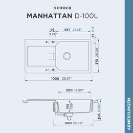 Granitsp&uuml;le Schock, B:100cm H:30,5cm T:51cmnero, Domogranit, K&uuml;chensp&uuml;len, "Manhattan D-100L"