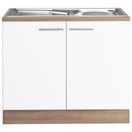 Sp&uuml;lenschrank Optifit, B:100cm H:85cm T:60cm, wei&szlig;, K&uuml;che, Schr&auml;nke, "Kalmar", Breite 100 cm
