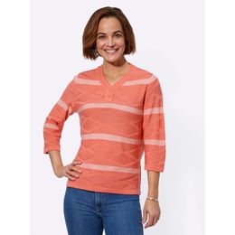 Classic Basics Damen 3/4 Arm-Pullover "Pullover", rot, Gr. 50, gemustert, mehrfarbig, 100% Polyacryl, Pullover
