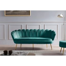 3-Sitzer Salesfever, B:180cm H:78cm T:76cm, grün, Samtvelours (100% Polyester), Sofas, "Clam Komfortsofa", Extravagantes Muscheldesign: 180 cm Breite