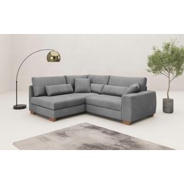 Ecksofa MR. COUCH, B:227cm H:68cm T:190cm, grau, Novaclean Avanti (100% Polyester), Wohnzimmer, Sofas, "Hilla L-Form", Mit Federkern, wahlweise mit