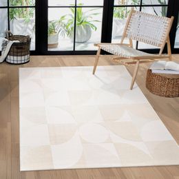 Teppich Paco Home, B:160cm H:13mm L:220cm, beige, Polyester, Wohnzimmer, Teppiche, "Luzern 656", Kurzflor, Uni Farben, Hoch-Tief-Struktur, Scandi