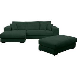 Polstergarnitur WERK2, B:286cm H:84cm T:184cm, grün, 90% Polyester, 10% Nylon, Sitzmöbel-Sets, "Eden L-Form + Hocker. Mega Couch Breite 286cm, Cord",
