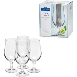 Van Well Bierglas "Ida", 19,8cm, 370ml, 4 Stk., transparent, Trinkgef&auml;&szlig;e, sp&uuml;lmaschinengeeignet, 37 cl, 4-teilig