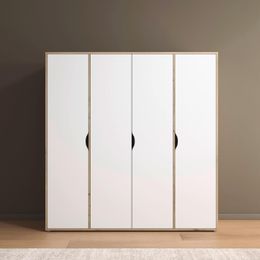Dreht&uuml;renschrank Rauch, B:187cm H:194cm T:53cm, wei&szlig;, Holzwerkstoff, Schr&auml;nke, "Kleiderschrank Schrank Garderobe W&auml;scheschrank NARAI viel Stauraum",