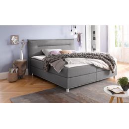 Boxspringbett Maintal, grau, Bezug: Strukturstoff aus 100% Polyester;Bezug der Spiegelfl&auml;che Matratzendrell aus 100% Polyester;Bezug des Toppers: