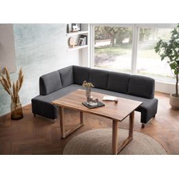 Eckbank, B:244cm H:91cm T:157cm, grau, exxpo - SOFA FASHION, NaturLeder;Strukturstoff (Zusammensetzung: Polyester 100%);Luxus-Microfaser