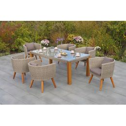 Garten-Essgruppe Merxx, beige, Aluminium, Kunststoff, Massivholz, Sitzmöbel-Sets, "Imperia", inkl. Auflagen