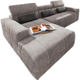 Ecksofa DOMO collection, B:289cm H:80cm T:175cm, grau, Luxus-Microfaser in Antikleder-Optik (100% Polyester);Luxus-Microfaser (100%