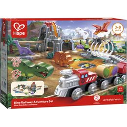 HAPE Kinder Spielzeug-Eisenbahn "Dino-Eisenbahn-Abenteuer", bunt, Holz, Kunststoff, Metall, B:86cm H:21,9cm, Spielzeugfahrzeuge, mit Licht- und