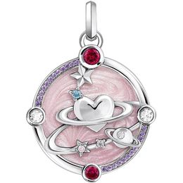 Thomas Sabo Damen Kettenanhänger "rosa mit Herzplaneten und Steinen", Silber 925 (Sterlingsilber), 9,27 g, rosa, Silber 925 (Sterlingsilber),