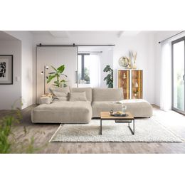Ecksofa Musterring, B:330cm H:81cm T:190cm, silber, 100% Polyester, Wohnzimmer, Sofas, "Lucia", verschiedene Farben, gro&szlig;er Longchair mit Armlehne,