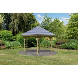 Pavillon Karibu, beige, Garten, Pavillons, "Oslo 2", BxTxH: 392x451x315 cm, mit H-Pfostenanker