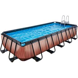 Framepool EXIT, B:250cm H:100cm L:540cm, braun, Schwimmbecken, BxLxH: 250x540x100 cm, inkl. Sicherheitsleiter, Sandfilteranlage