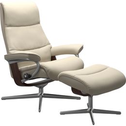 stressless "View" Set, Relaxsessel mit Hocker, mit Hocker, mit Cross Base, Gr&ouml;&szlig;e S, M & L, Holzakzent Braun