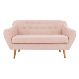 2-Sitzer Home Affaire, B:128cm H:78cm T:73cm, rosa, Leder Belfast (echtes Rindsleder), Sofas, "Renne", mit Heftung im Rücken im skandinavischem Stil