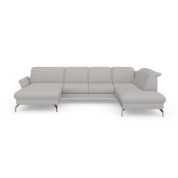 Sit & More Wohnlandschaft SIT & MORE, B:338cm H:84cm T:207cm, silber, Sofas, "Fashion U-Form", wahlweise mit Kopfteilverstellung, Vorziehsitz, motorisch,