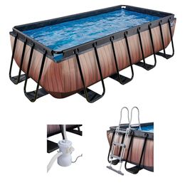 Framepool EXIT, B:200cm H:100cm L:400cm, braun, Schwimmbecken, BxLxH: 200x400x100 cm, mit Filterpumpe und Sicherheitsleiter