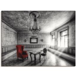 Wandbild Artland, B:80cm H:60cm, schwarz, Wohnzimmer, Bilder, "Lost Place - Roter Sessel", als Alubild, Outdoorbild, Leinwandbild, Poster,