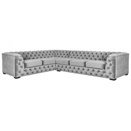 Chesterfield-Sofa Home Affaire, B:307cm H:67cm T:227cm, grau, 100% Polyester, Sofas, "KALINA L-Form", hochwertig Chesterfield-Ausführung