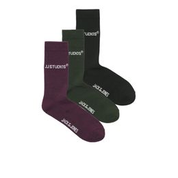 Jack & Jones JACK & JONES Herren Freizeitsocken "JACSOHO TENNIS SOCKS 3 PACK NOOS", schwarz, Baumwollmischung, unifarben, Socken, mit Logostickerei
