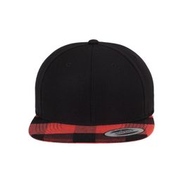 Flexfit Damen Snapback Cap "Flexfit Snapback Checked Flanell Peak Snapback"balck, rot, 80% Polyacryl, 20% Wolle, Caps