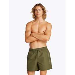 Herren Badeshorts "MEDIUM DRAWSTRING", grün, Gr. S, Tommy Hilfiger Swimwear, unifarben, Polyester, Badehosen, mit Logostickerei an der Hüfte