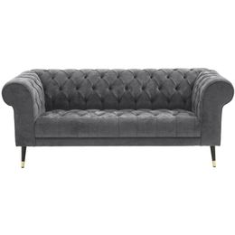 Chesterfield-Sofa Home Affaire, B:195cm H:77cm T:87cm, grau, Luxus-Microfaser Vintageoptik (66% PU, 27% Polyester, 7% Baumwolle);Struktur weich( 97%